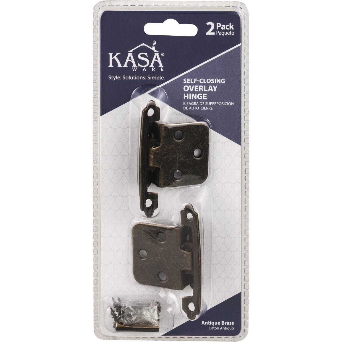 Kasaware Antique Brass Self Closing Overlay Hinge 2 Pack Hemlock