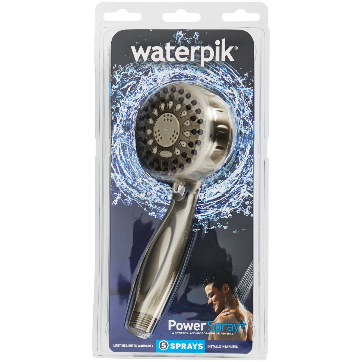 Waterpik PowerSpray 5 Spray 1.8 GPM Handheld Shower Brushed Nickel