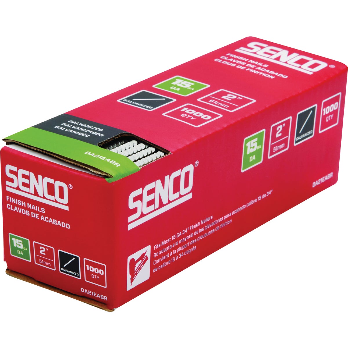 Senco 2 In. 15-Gauge Galvanized 34 Degree Angled Finish Nail (1000 Ct ...