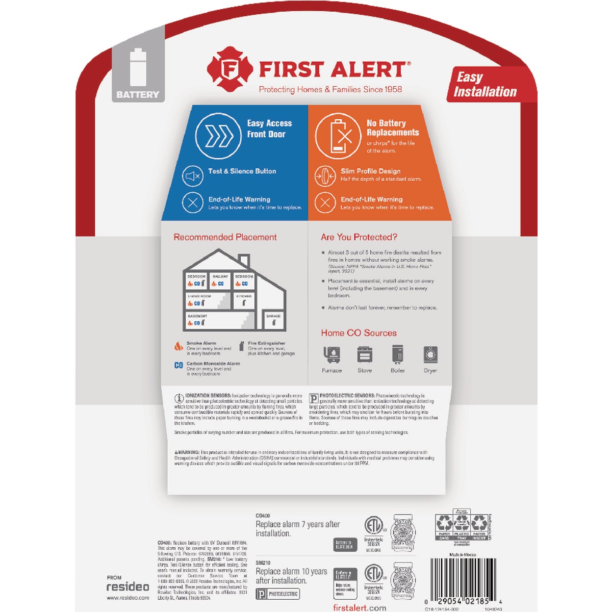 First Alert 10-Year Battery Photoelectric Carbon Monoxide and Smoke Al ...
