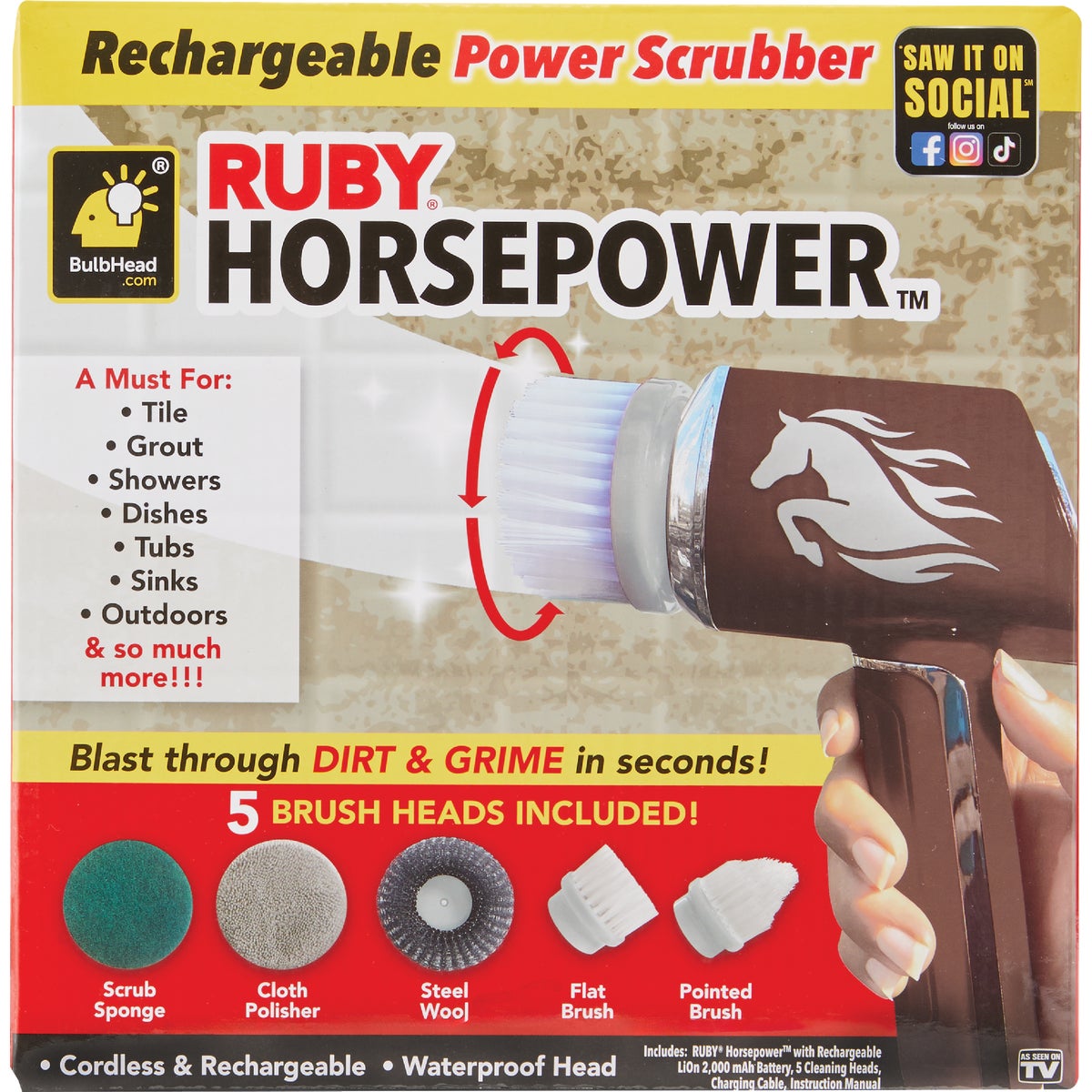 Ruby Horsepower Handheld Cordless Power Scrubber – Hemlock Hardware