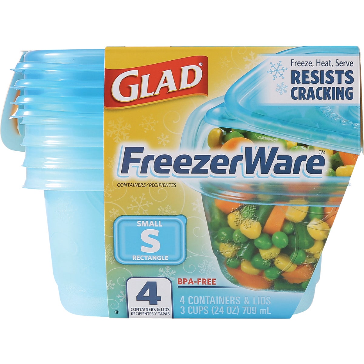 Glad Freezerware 24 Oz. Blue Rectangle Container (4-Pack) – Hemlock ...