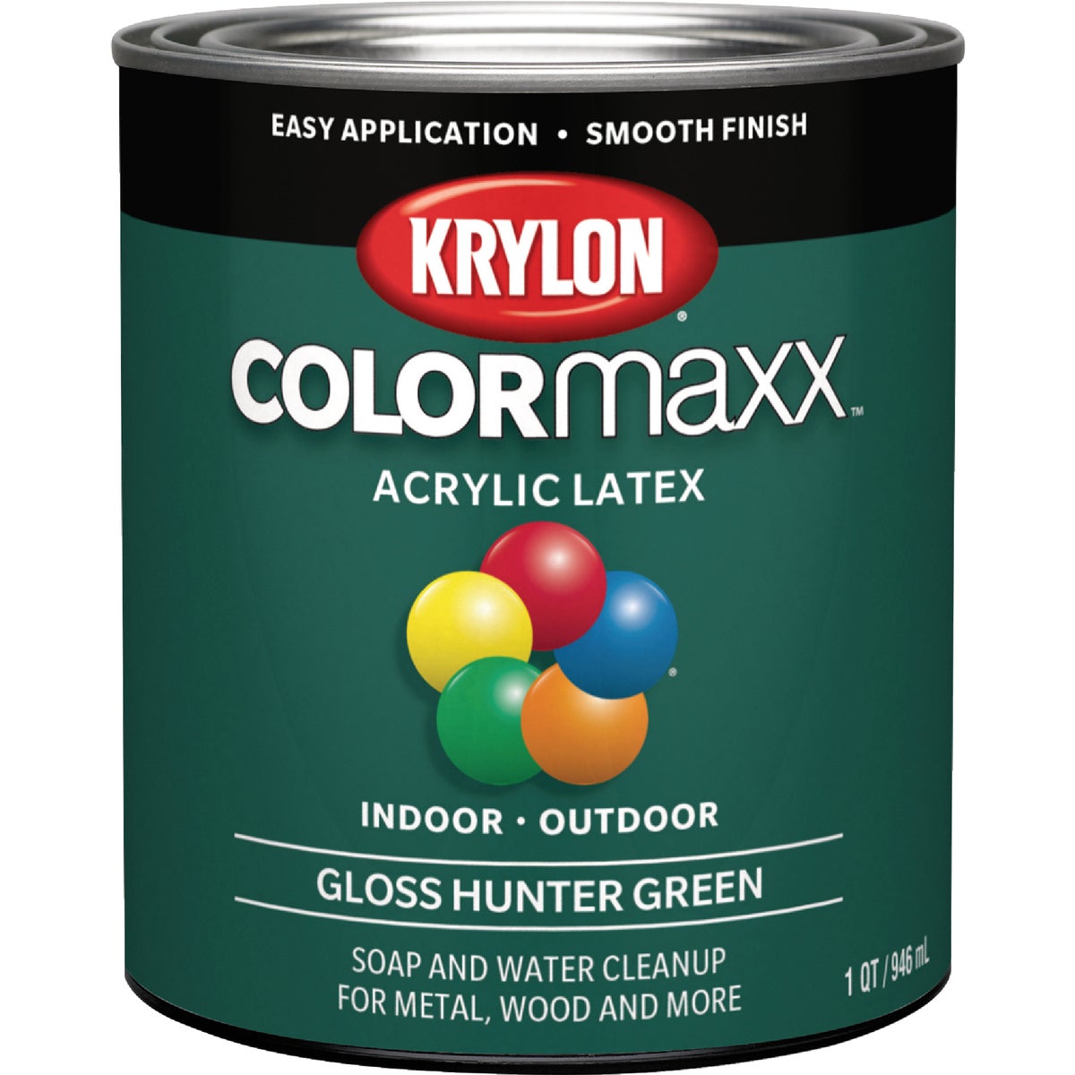 Krylon ColorMaxx Gloss Interior/Exterior Wall Paint, Hunter Green, 1 Q ...