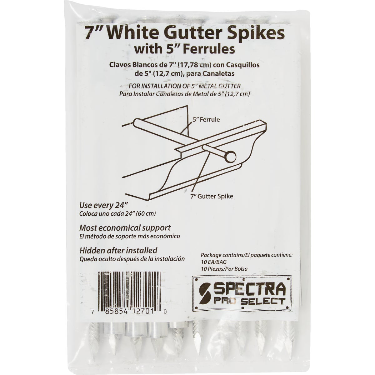 Spectra Metals 7 In. Aluminum White Gutter Spike And Ferrule, (10-Pack ...
