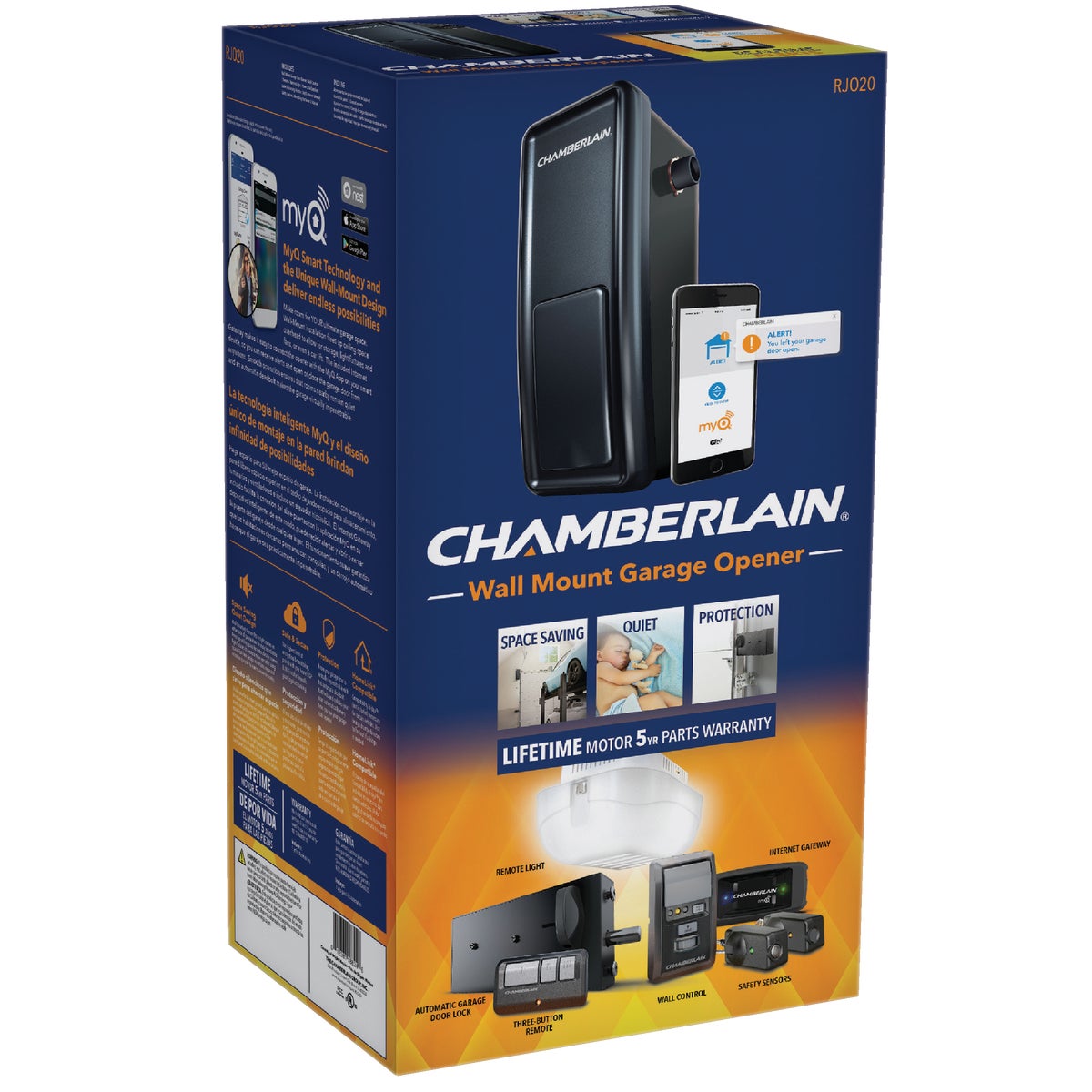 Chamberlain Wall Mounted Smartphone Controlled Ultra-Quiet Direct Driv ...