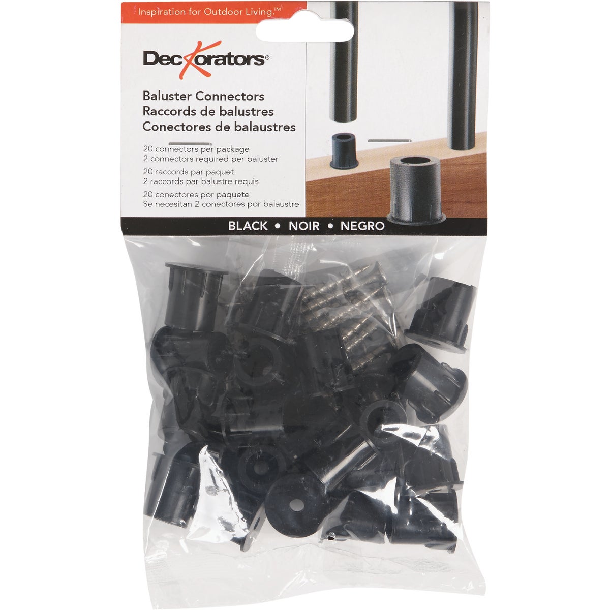 Deckorators Black Plastic Classic Baluster Connector (20-Pack ...