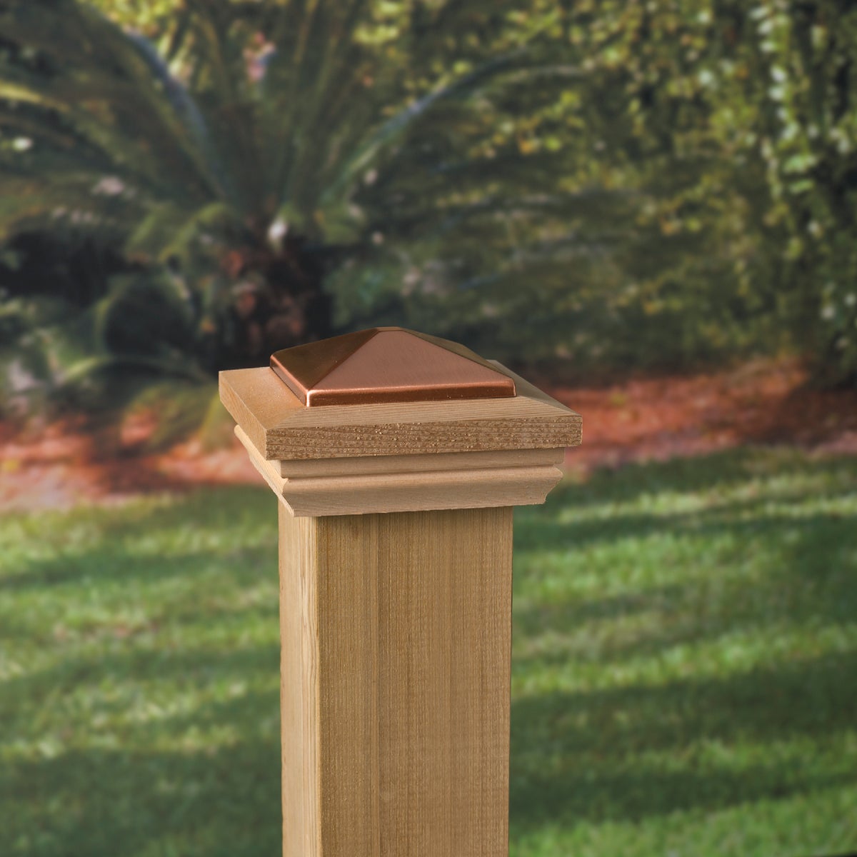 Deckorators 6 In. x 6 In. Plastic Top, Cedar Base Press-On Post Cap ...