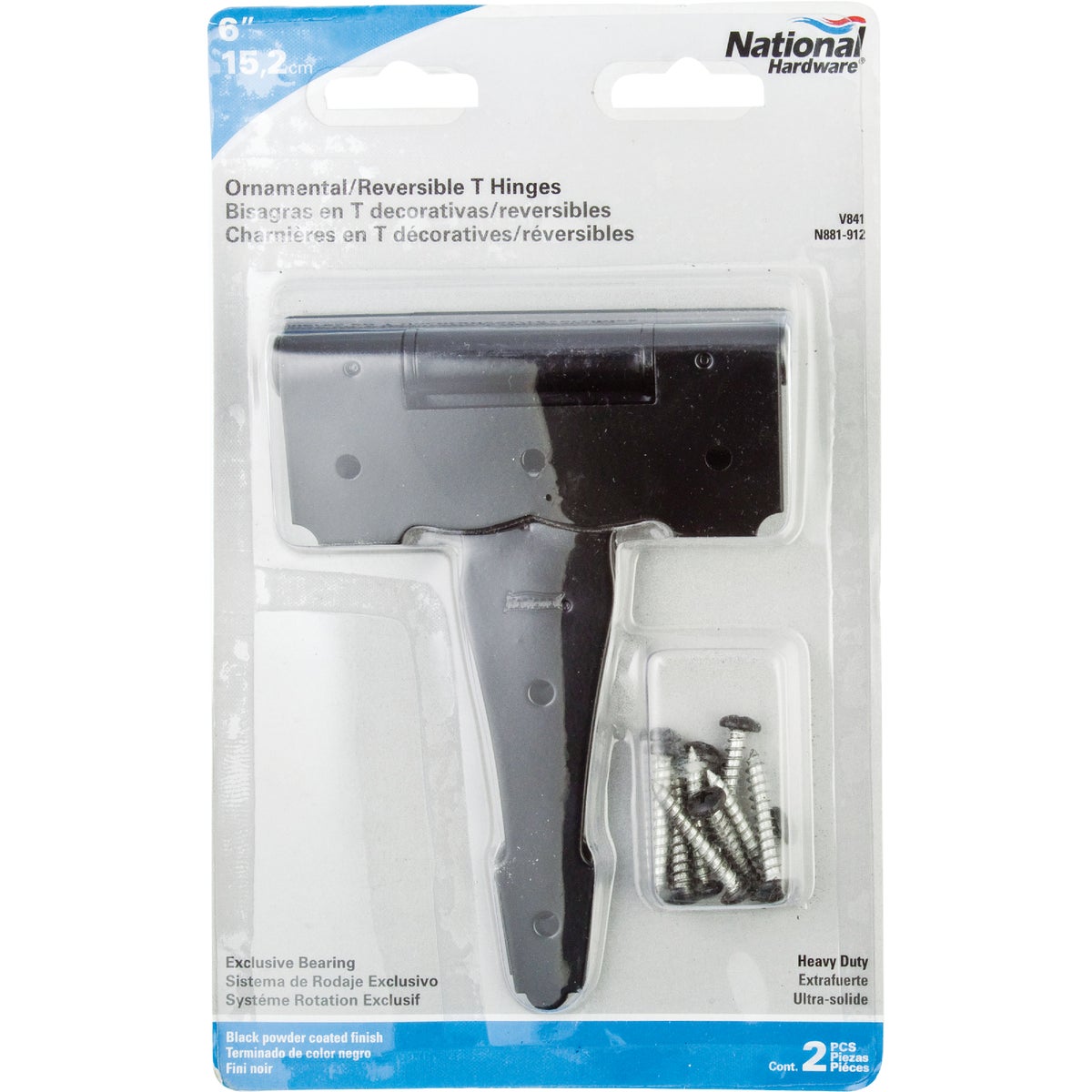 National 6 In. Black Ornamental Reversible T-Hinge – Hemlock Hardware
