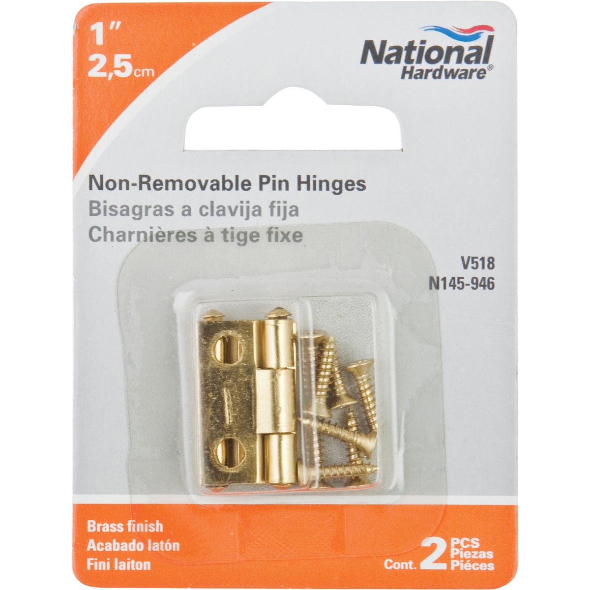 National 1 In. Brass Tight-Pin Narrow Hinge (2 Count) – Hemlock Hardware