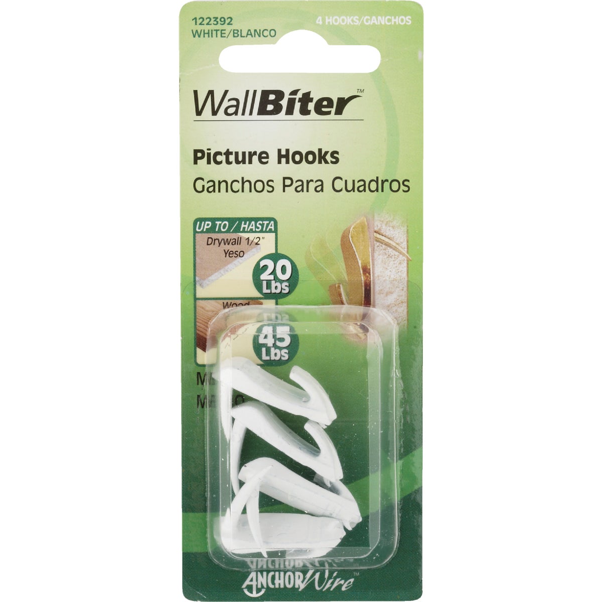 Hillman Anchor Wire 20 Lb. Capacity Wallbiter Picture Hanger (4 Count ...