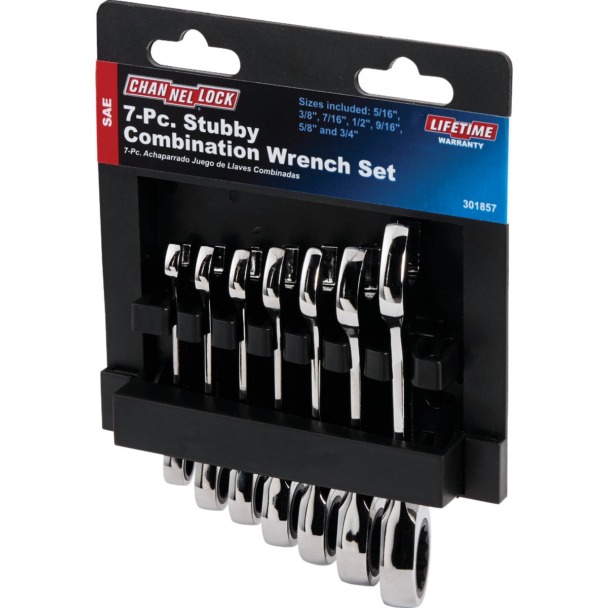 Channellock Standard 12-Point Stubby Ratcheting Combination Wrench Set ...