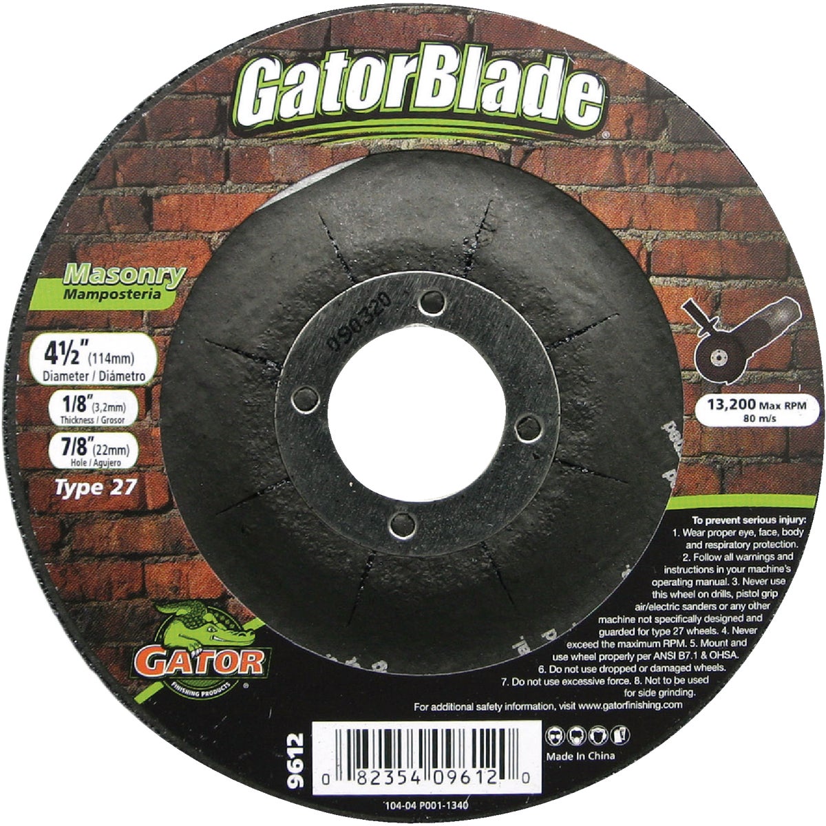 Gator Blade Type 27 4-1/2 In. x 1/8 In. x 7/8 In. Masonry Cut-Off Whee ...