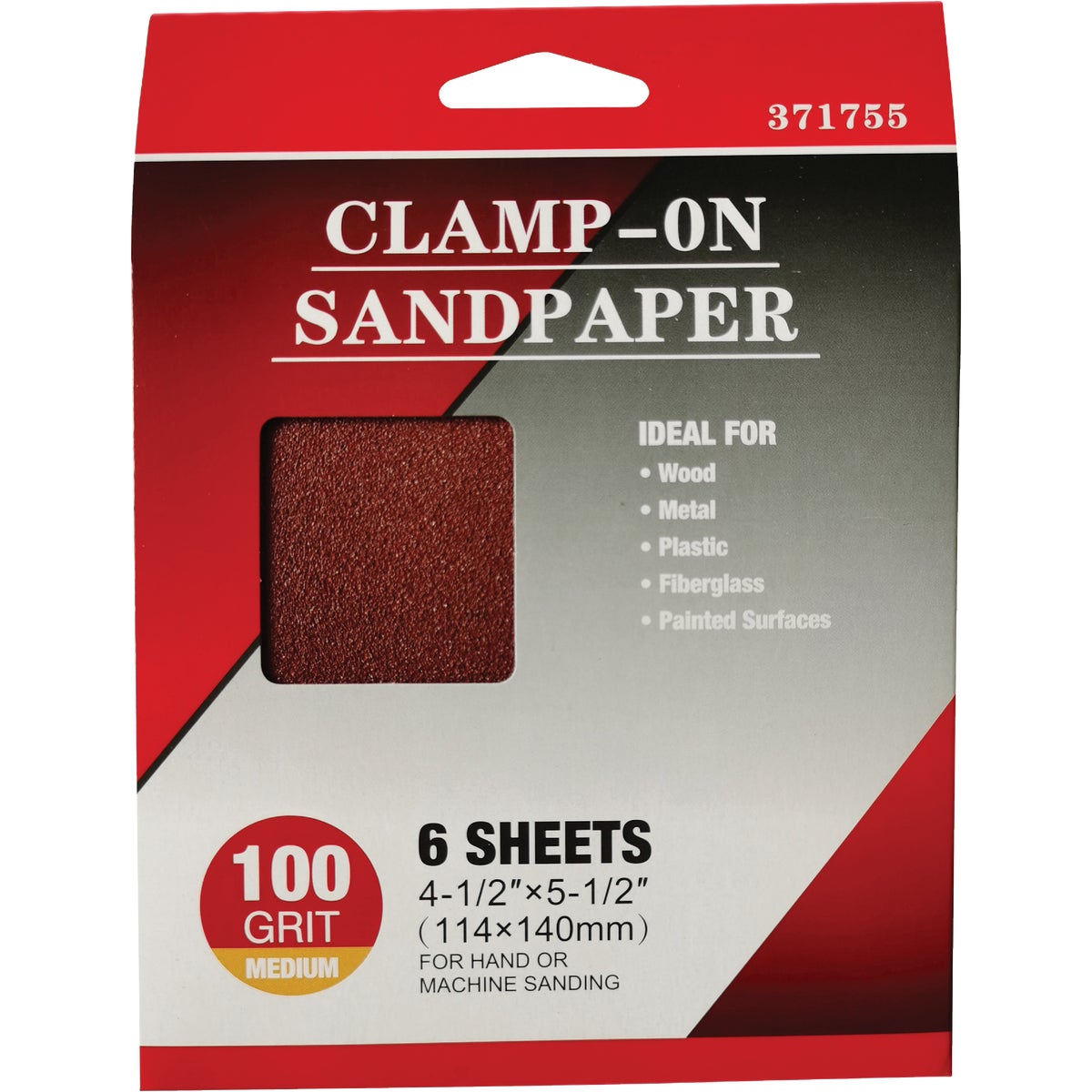 Clamp-On 100 Grit 4-1/2 In. x 5-1/2 In. 1/4 Sheet Power Sanding Sheet ...