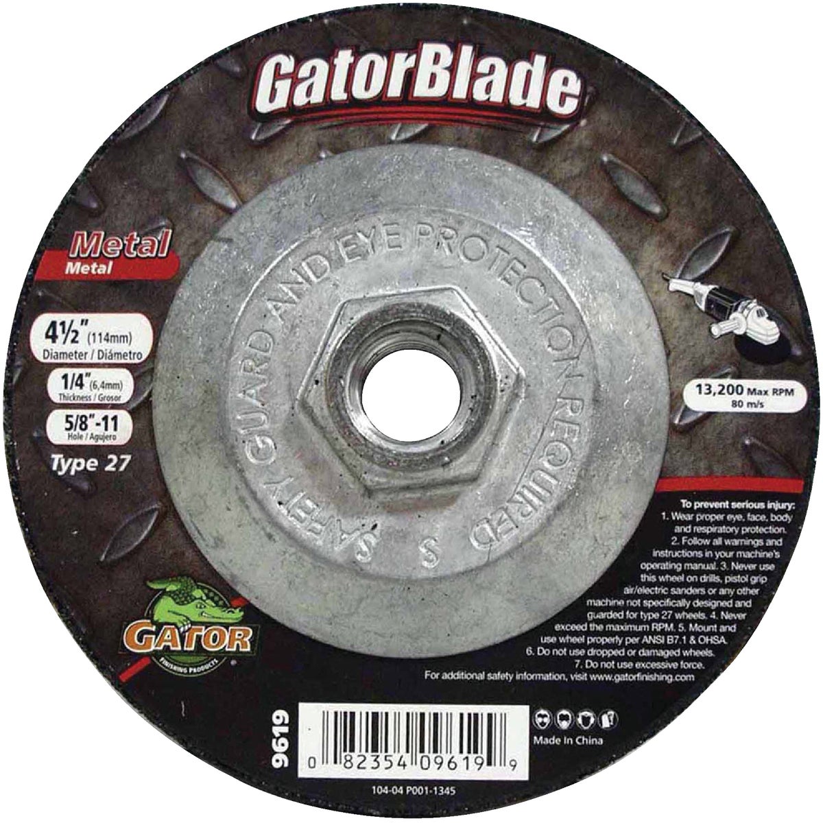 Gator Blade Type 27 4-1/2 In. x 1/4 In. x 5/8 In.-11 Metal Cut-Off Whe ...