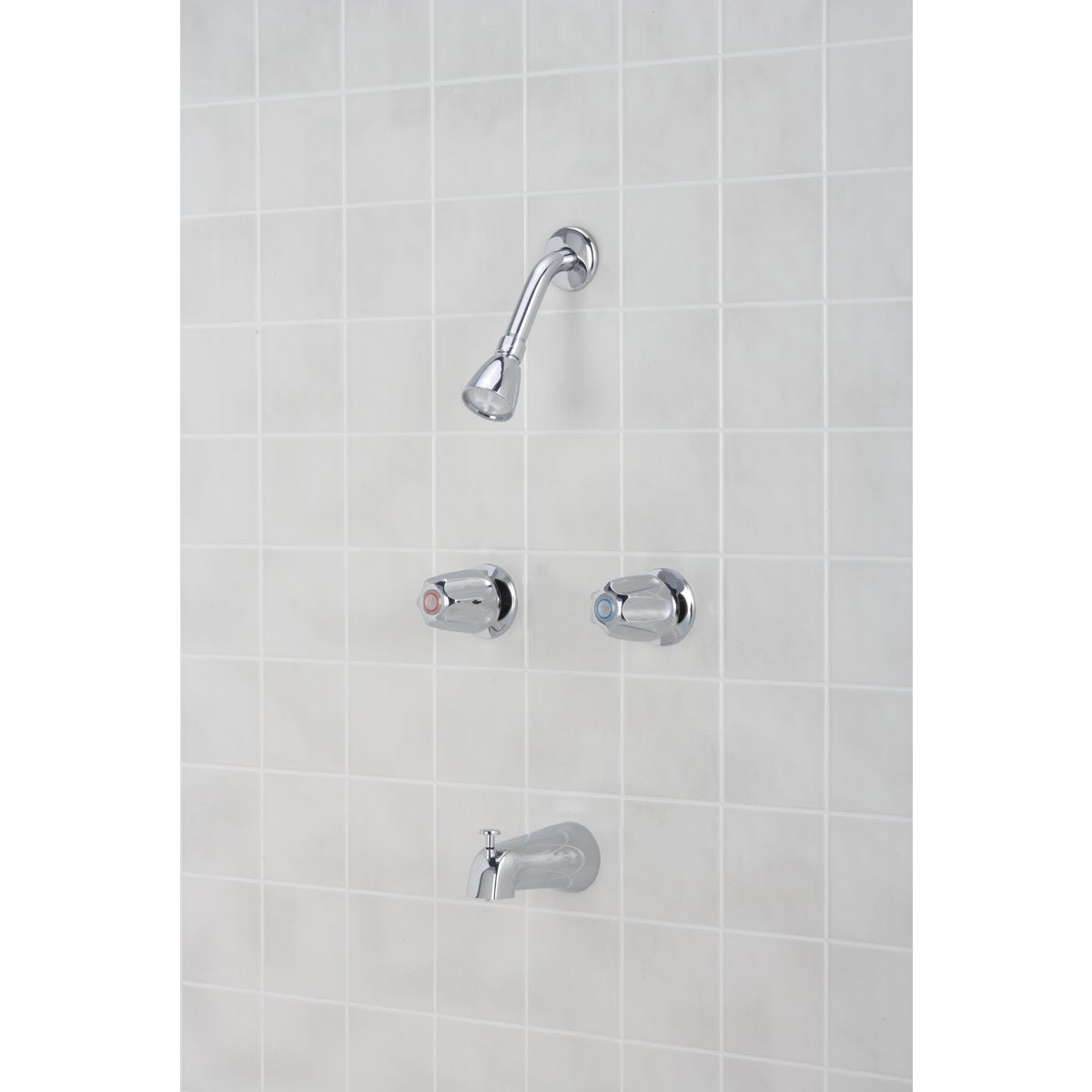 Home Impressions Chrome 2-Handle Metal Knob Tub & Shower Faucet ...