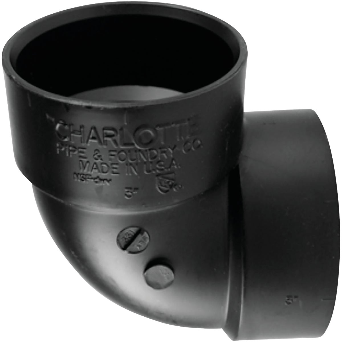 Charlotte Pipe 2 In. Hub x Hub 90 Deg. Vent ABS Elbow (1/4 Turn ...