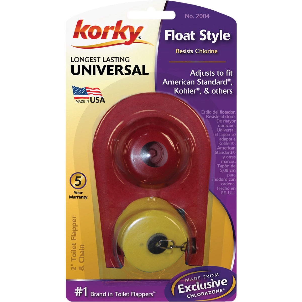 Korky Plus 2 In. Rubber Adjustable Flapper with Float and Chain ...
