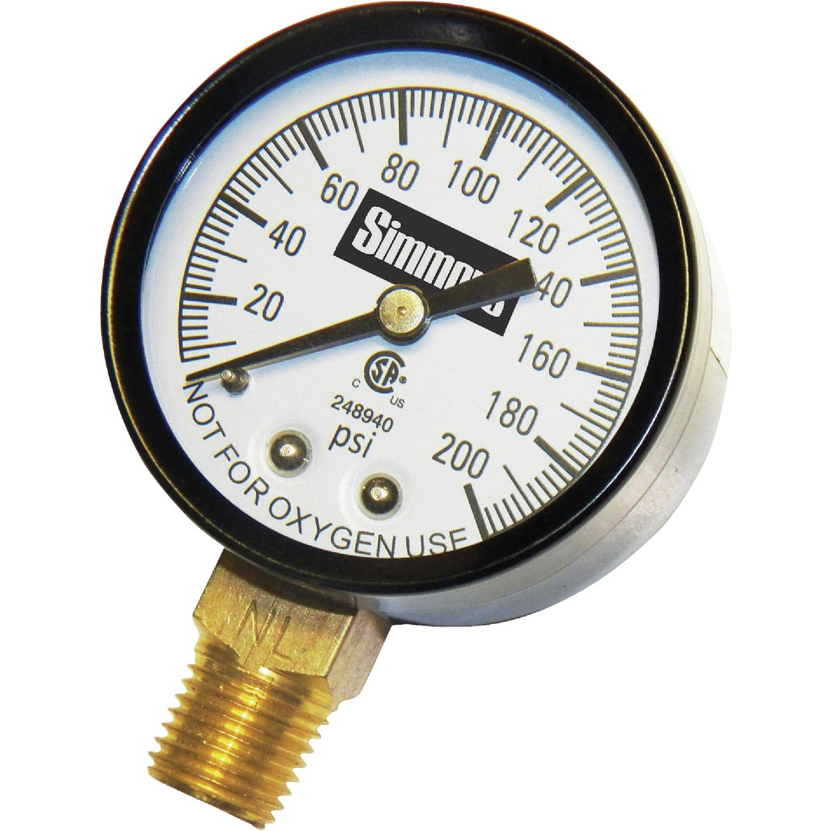 Simmons 1/4 In. MPT Fitting 200 psi Pressure Gauge – Hemlock Hardware