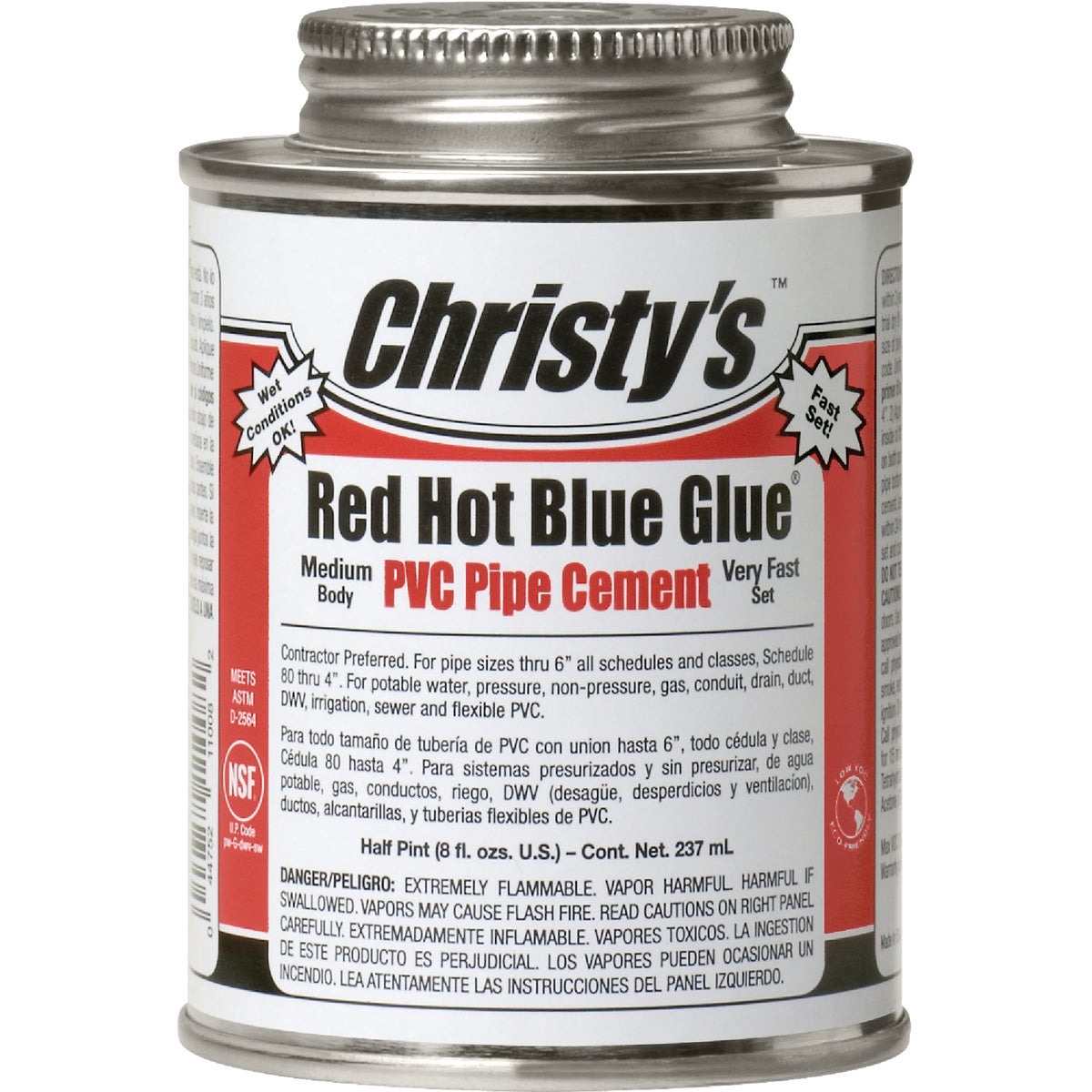 Christy's 8 Oz. Low VOC Red Hot Blue Glue PVC Cement – Hemlock Hardware