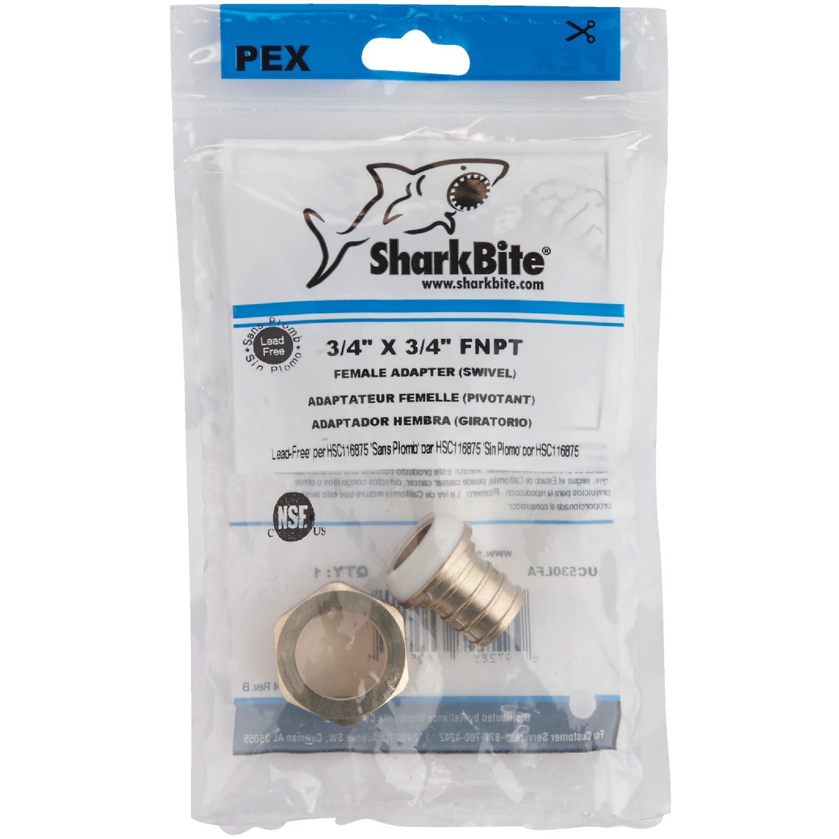 SharkBite 3/4 In. Barb x 3/4 In. FPT Brass PEX Adapter – Hemlock Hardware