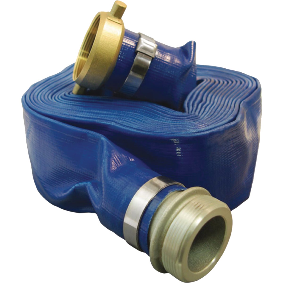Apache 2 In. x 50 Ft. Blue Reinforced PVC Lay Flat Discharge Hose with ...