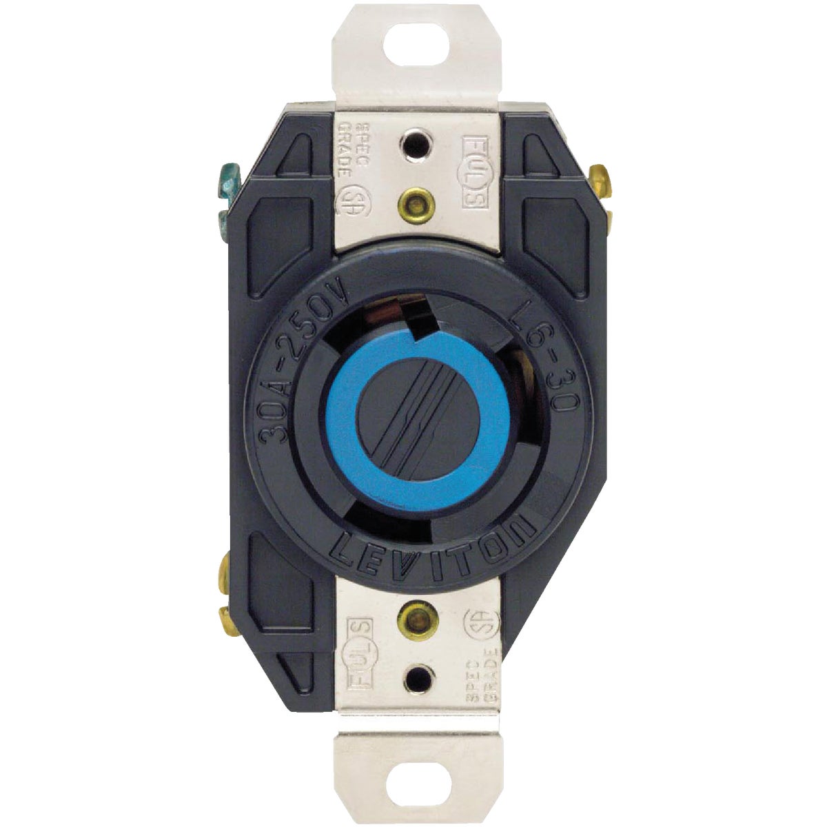 Leviton 30A 250V Black Industrial Grade L6-30R Locking Outlet Receptac ...