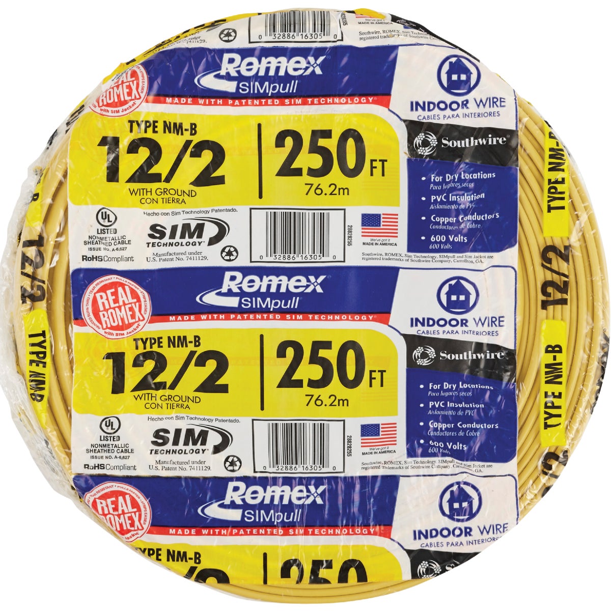 Romex 250 Ft. 12-2 Solid Yellow NMW/G Electrical Wire – Hemlock Hardware