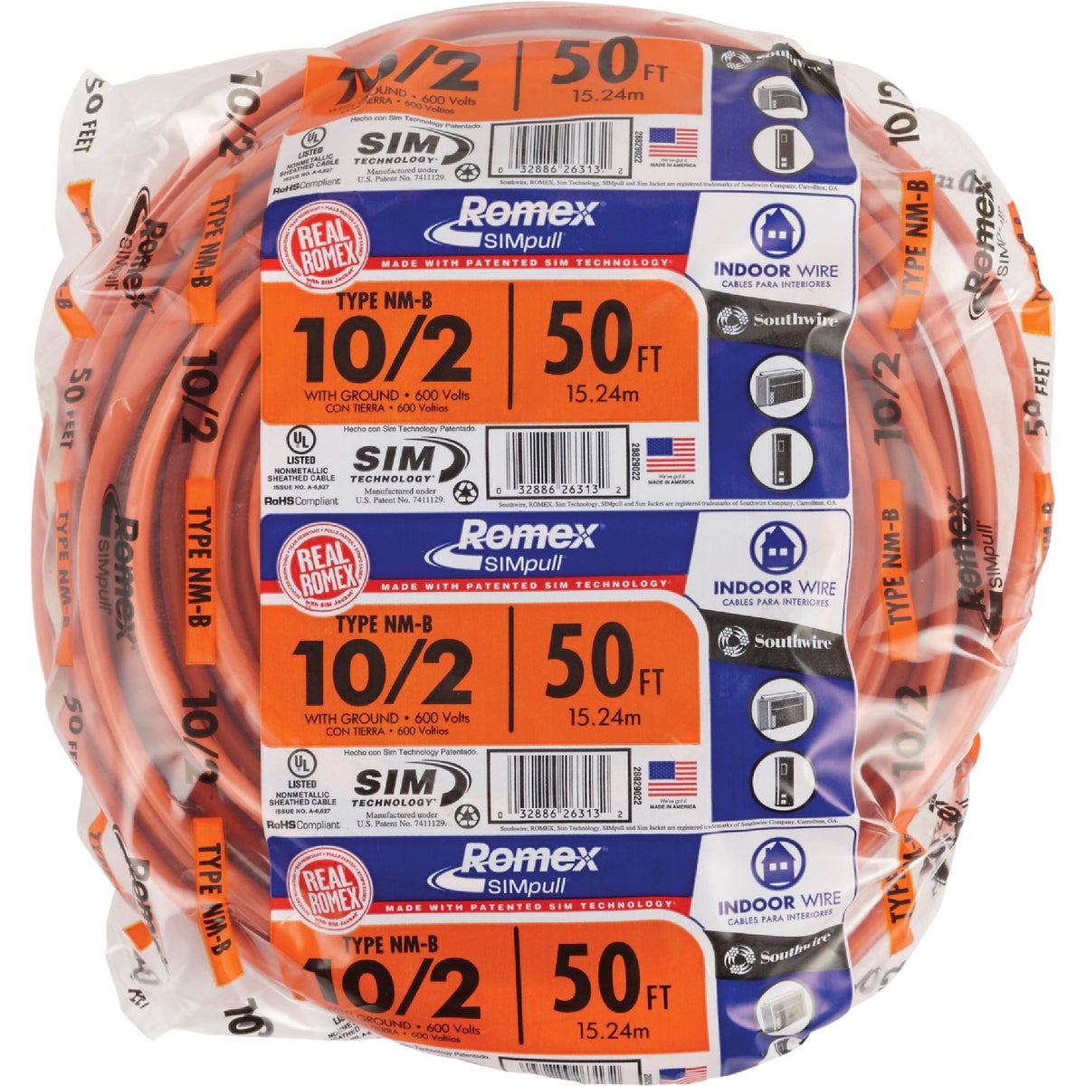 Romex 50 Ft. 10-2 Solid Orange NMW/G Electrical Wire – Hemlock Hardware