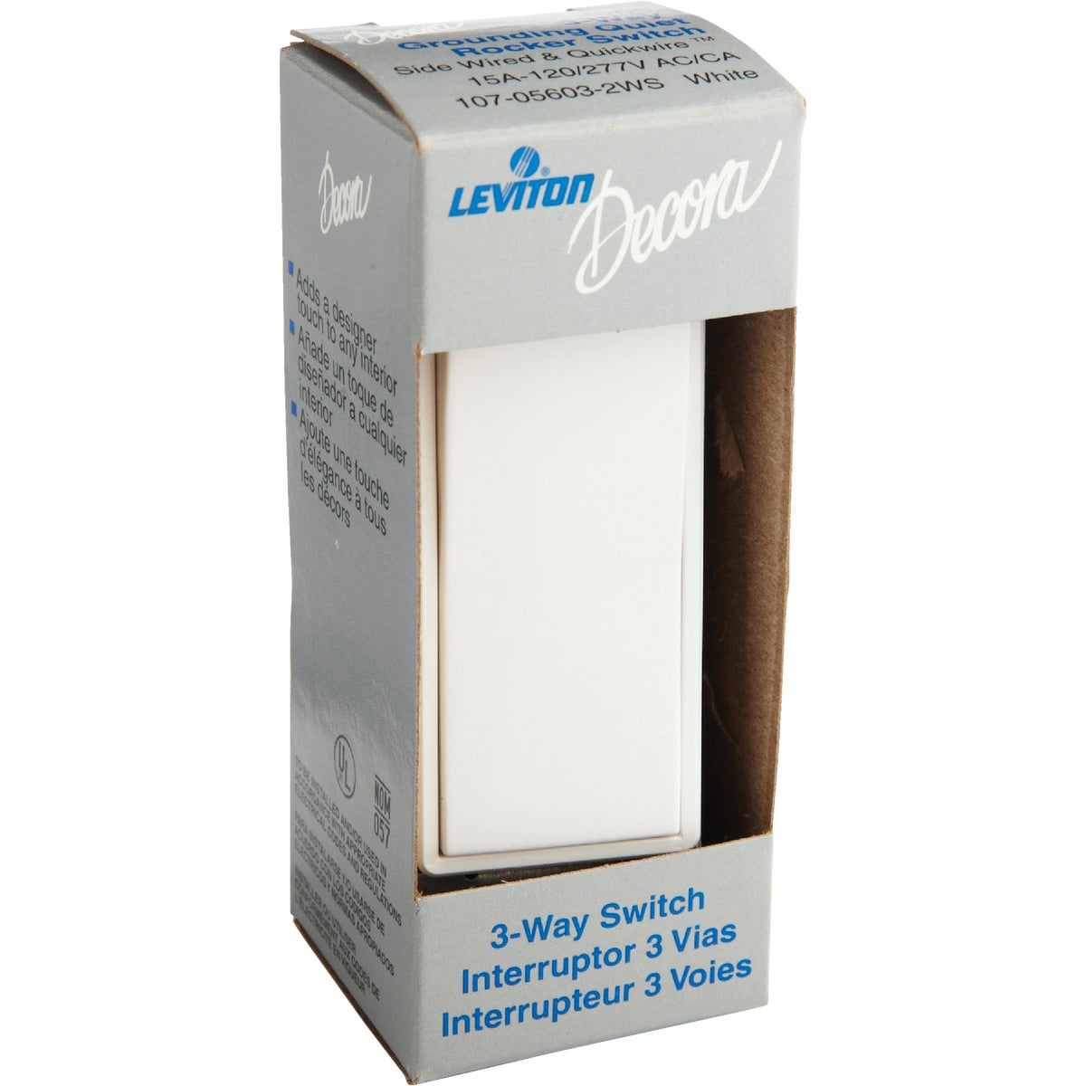 Leviton Decora Rocker White 15A Grounded 3-Way Switch – Hemlock Hardware