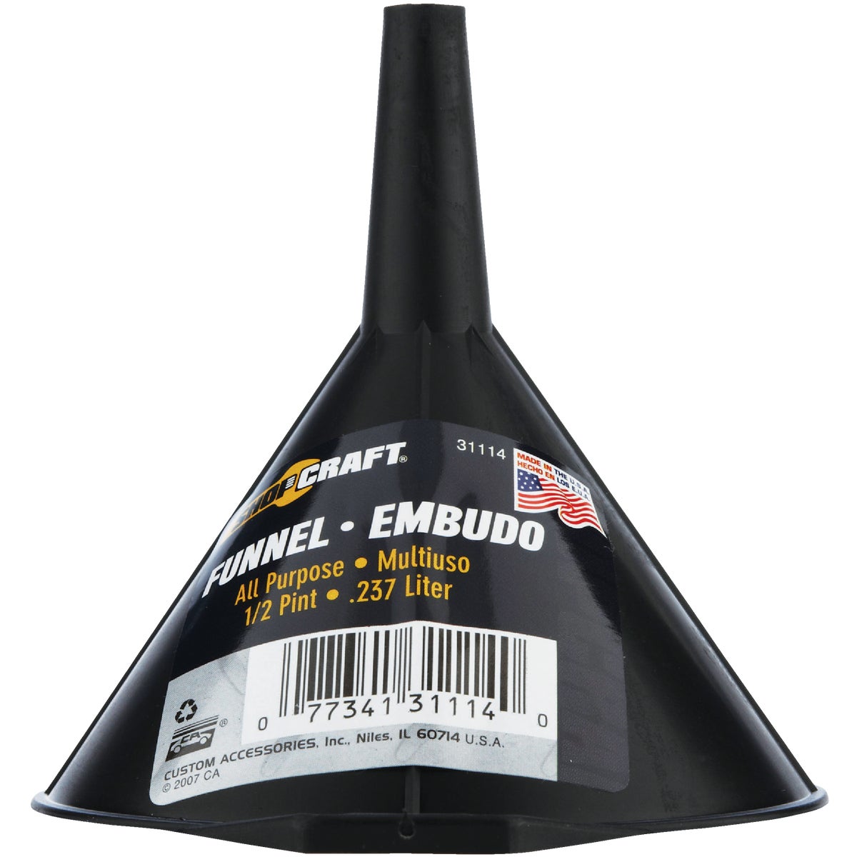 Custom Accessories 1/2 Pt. Polypropylene All-Purpose Funnel – Hemlock ...