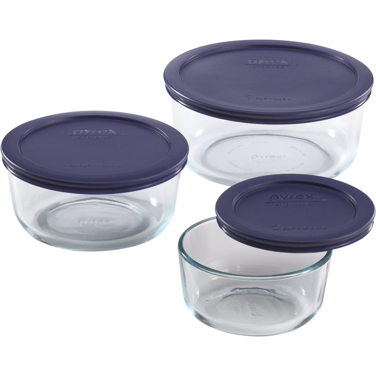 Pyrex Simply Store Round Glass Storage Container Set with Lids (6-Piec ...
