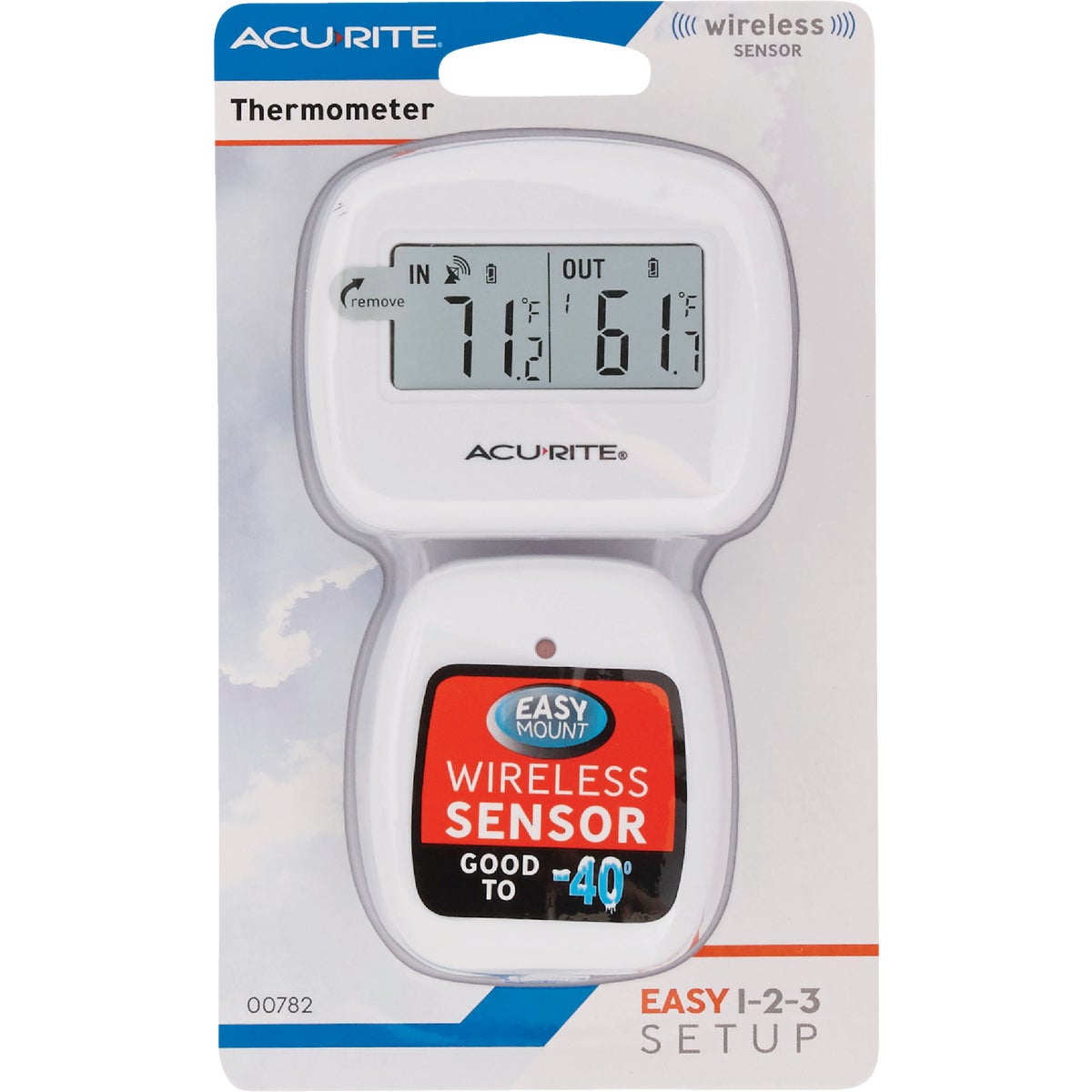 Acurite 2-1/2" Receiver, 2-1/2" Sensor Wireless Indoor & Outdoor Therm ...