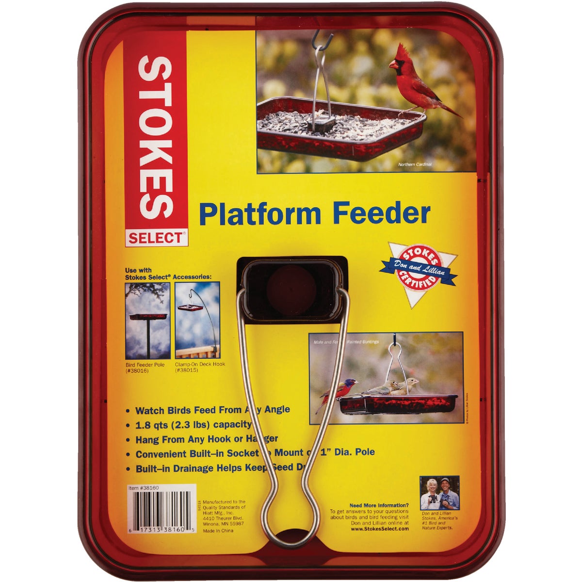 Stokes Select Red Plastic 2.5 Lb. Capacity Platform Bird Feeder ...