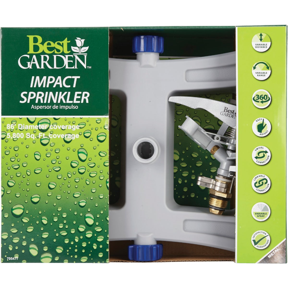Best Garden Poly & Metal 5800 Sq. Ft. Sled Impulse Sprinkler – Hemlock ...