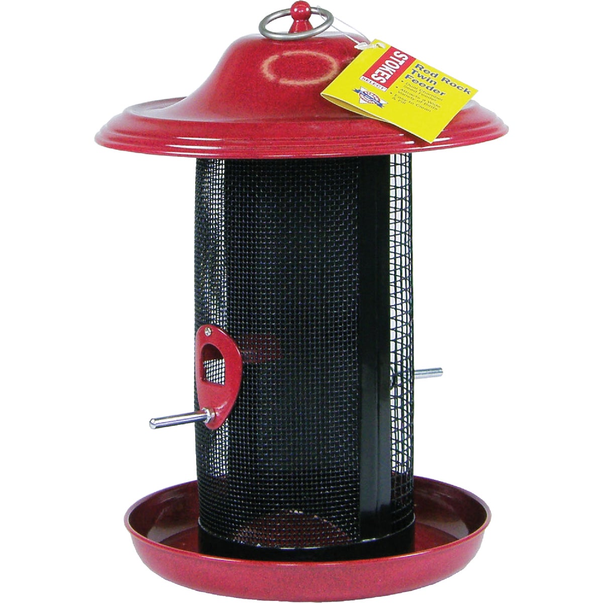 Stokes Select Red Rock Metal 3.3 Lb. Capacity Dual Chamber Bird Feeder ...