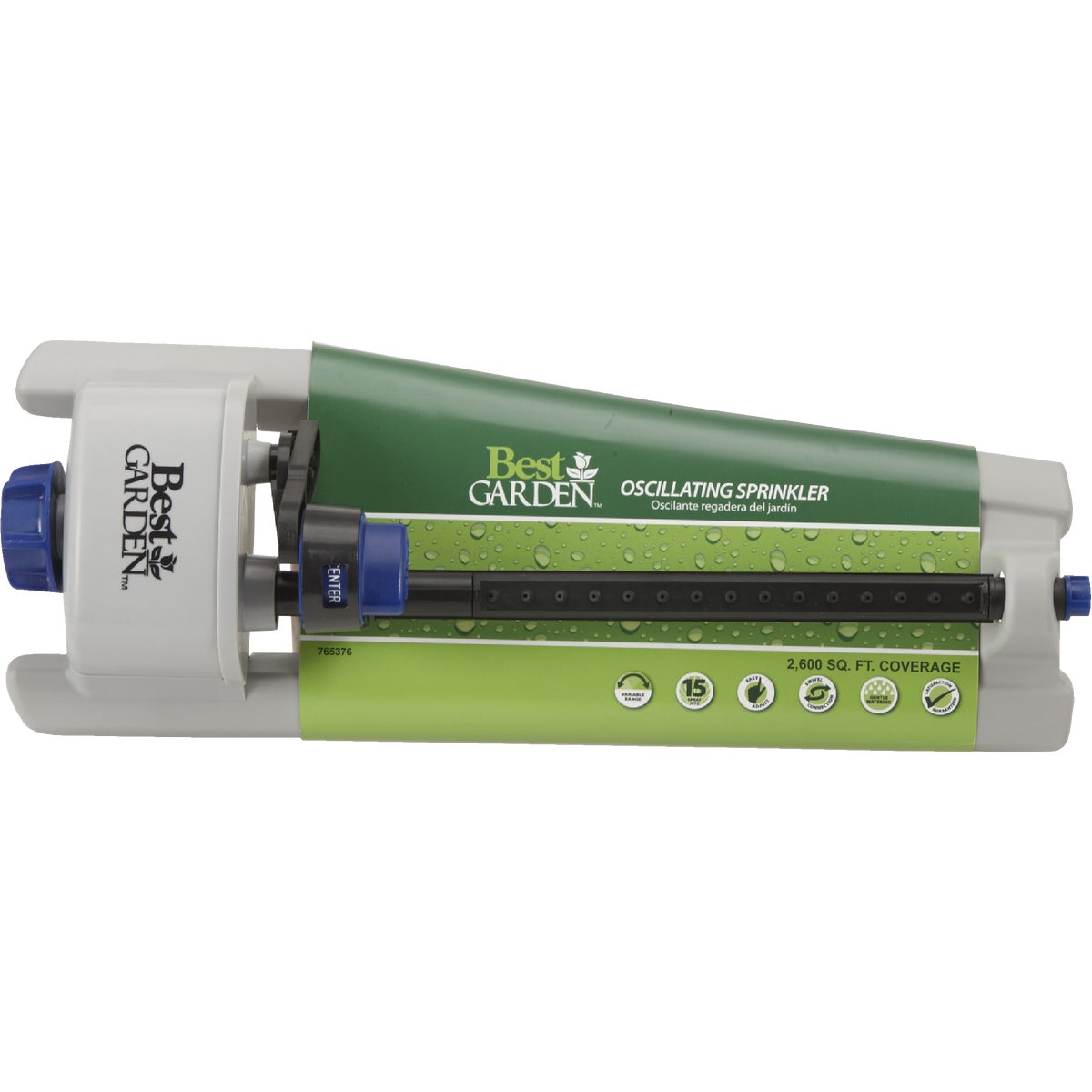 Best Garden Poly 2800 Sq. Ft. Blue & Gray Oscillating Sprinkler ...