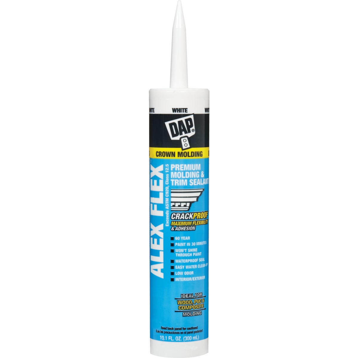 DAP ALEX FLEX 10.1 Oz. Premium Molding & Trim Acrylic Latex Sealant, W ...