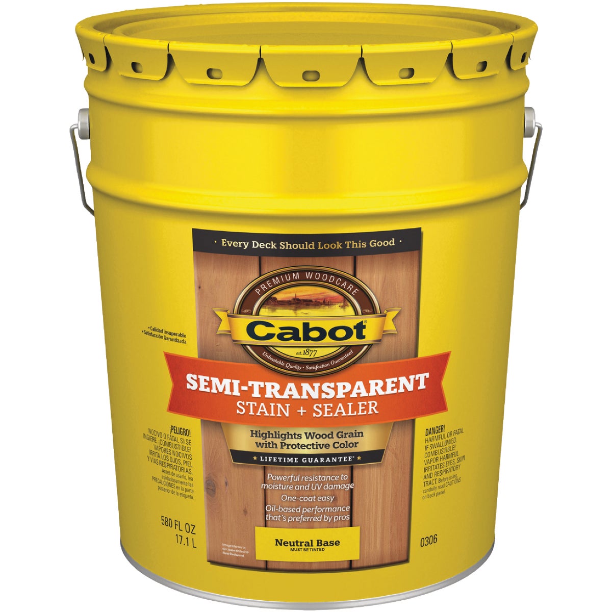 Cabot Semi-Transparent Deck & Siding Exterior Stain, Neutral Base, 5 G ...