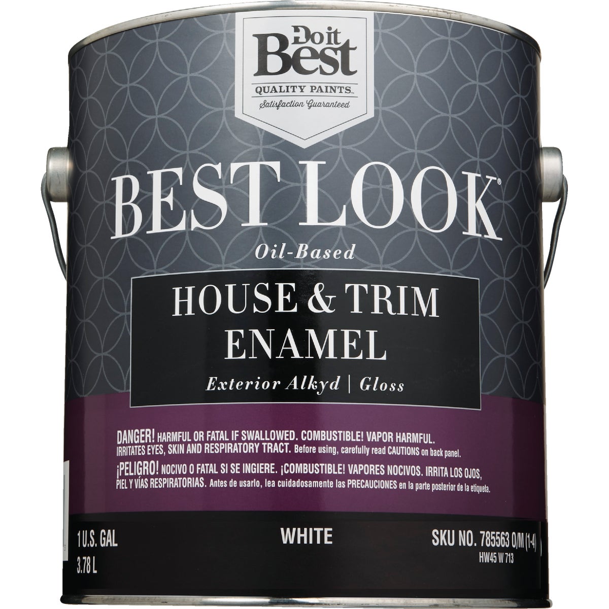 Best Look Oil-Based Alkyd Gloss Exterior House & Trim Enamel Paint, Wh ...