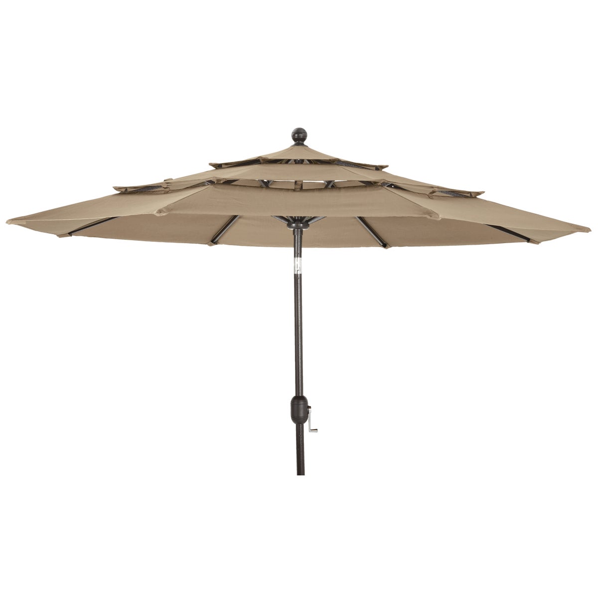 Outdoor Expressions 9 Ft. 3-Tier Tilt/Crank Tan Patio Umbrella ...