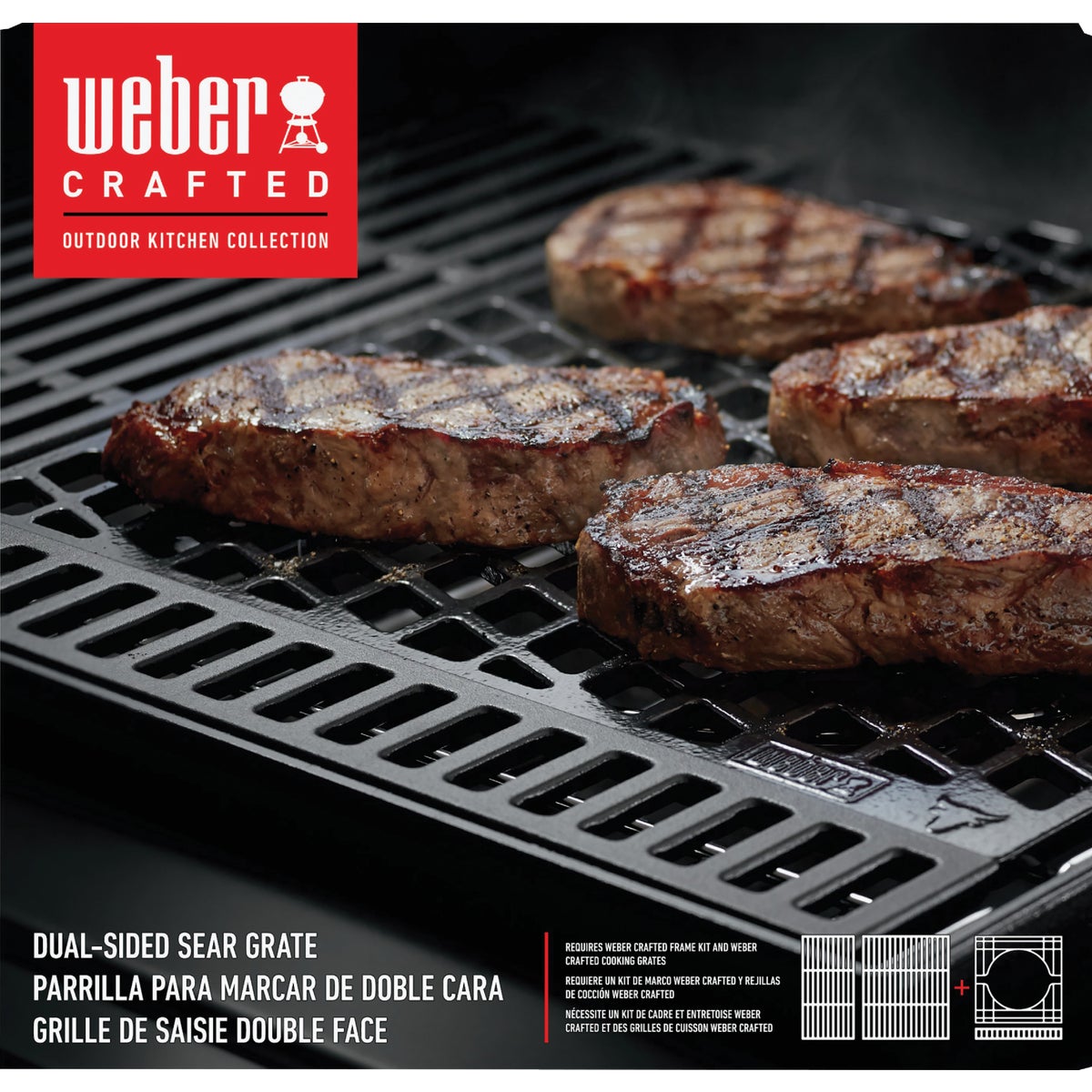 Weber 16 In. x 16 In. Porcelain Enameled Cast Iron Dual Sided Sear Gra ...