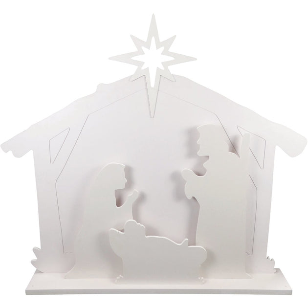 Alpine Nativity Scene Lighted Decoration with Illuminated Star ...