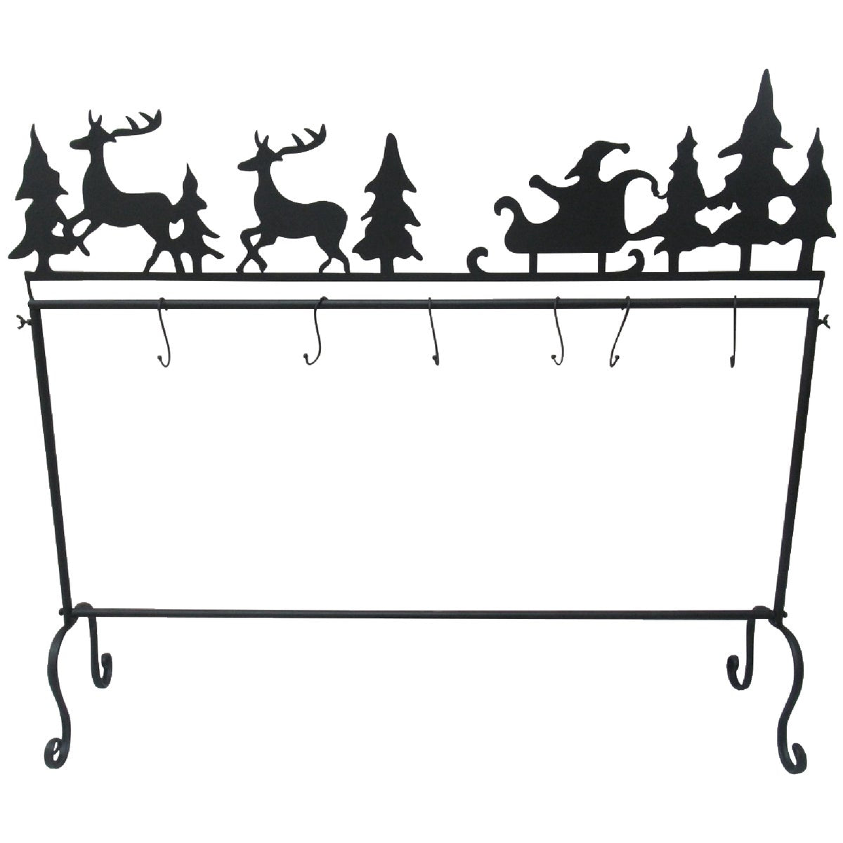 6-Stocking Metal Free-Standing Santa & Reindeer Stocking Holder ...